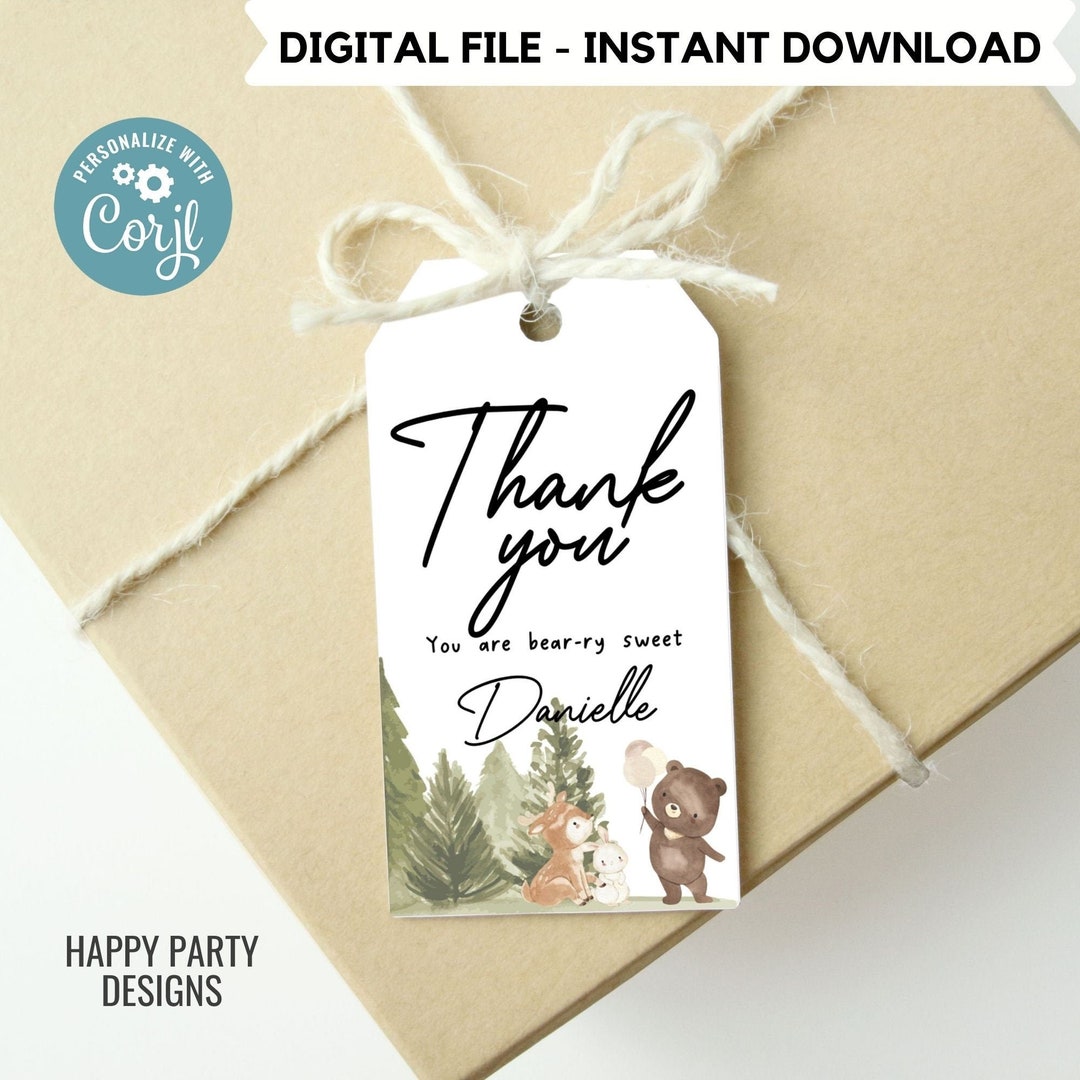 Teddy Bear Baby Shower Favor Tags | Baby Shower Thank You Tags ...