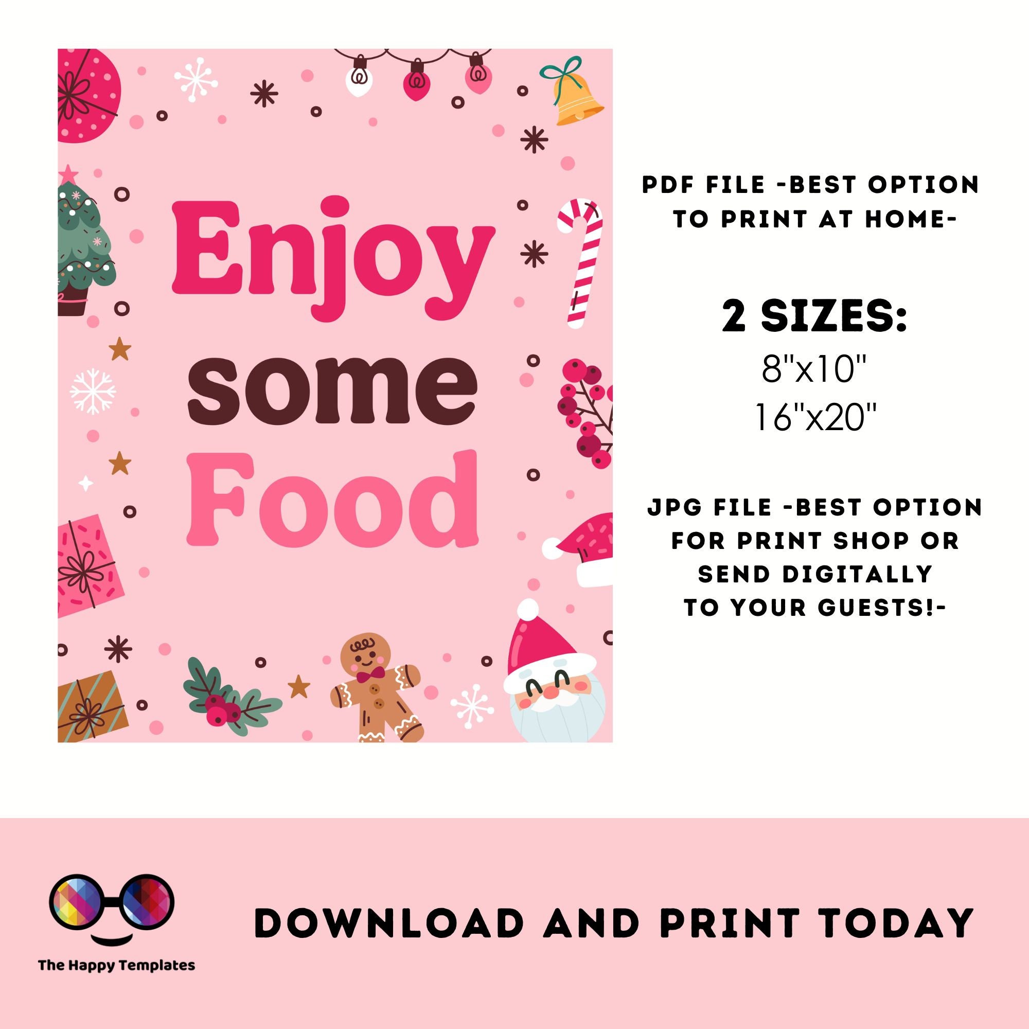 Enjoy Some Food Sign | Welcome Sign | Christmas Party Welcome Sign ...