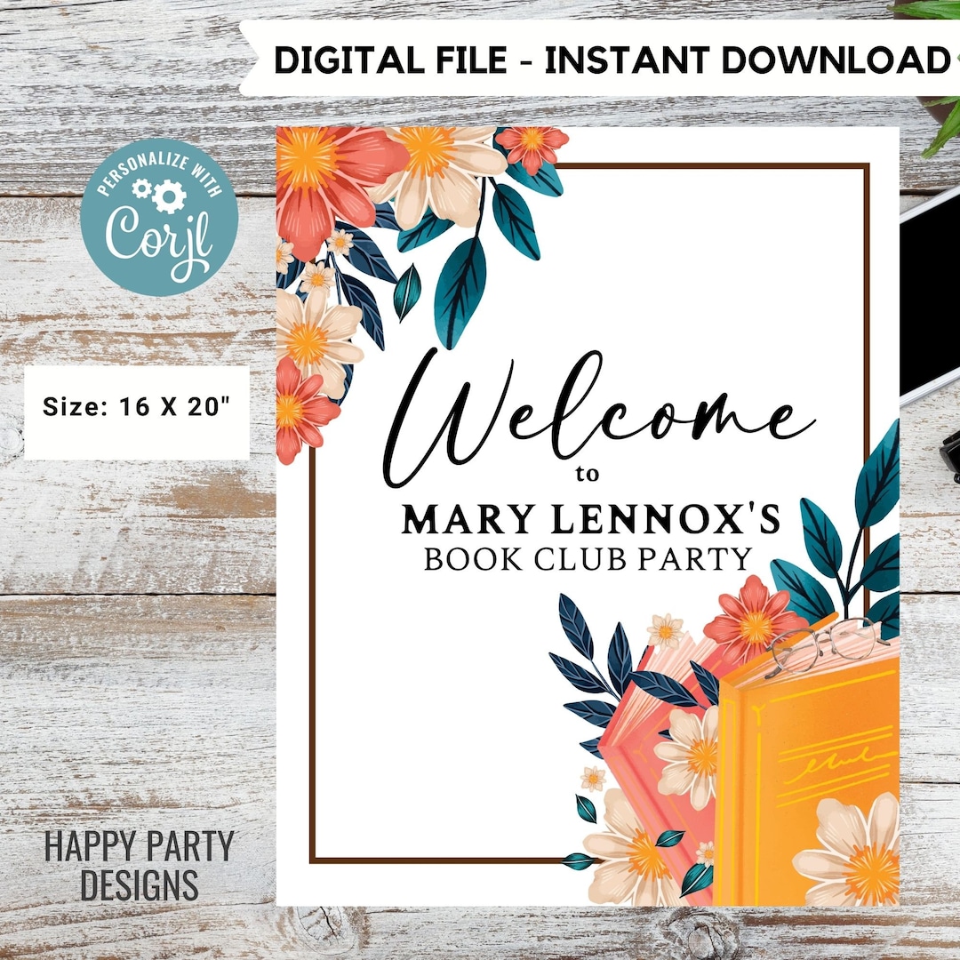 Editable Welcome Sign | Book Club Bridal Shower Welcome Sign | Spring ...
