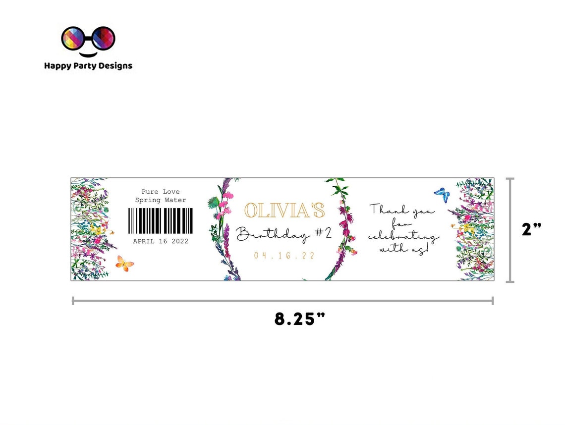 Editable Wildflower Water Bottle Labels Printable Labels - Etsy
