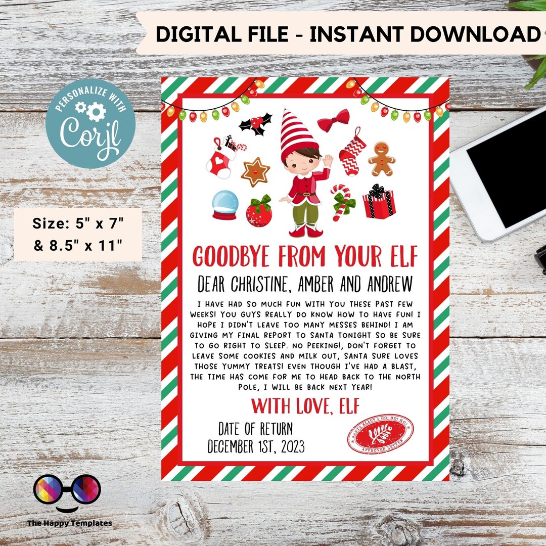 Editable Elf Goodbye Letter | Goodbye Letter Christmas| Elf Christmas ...