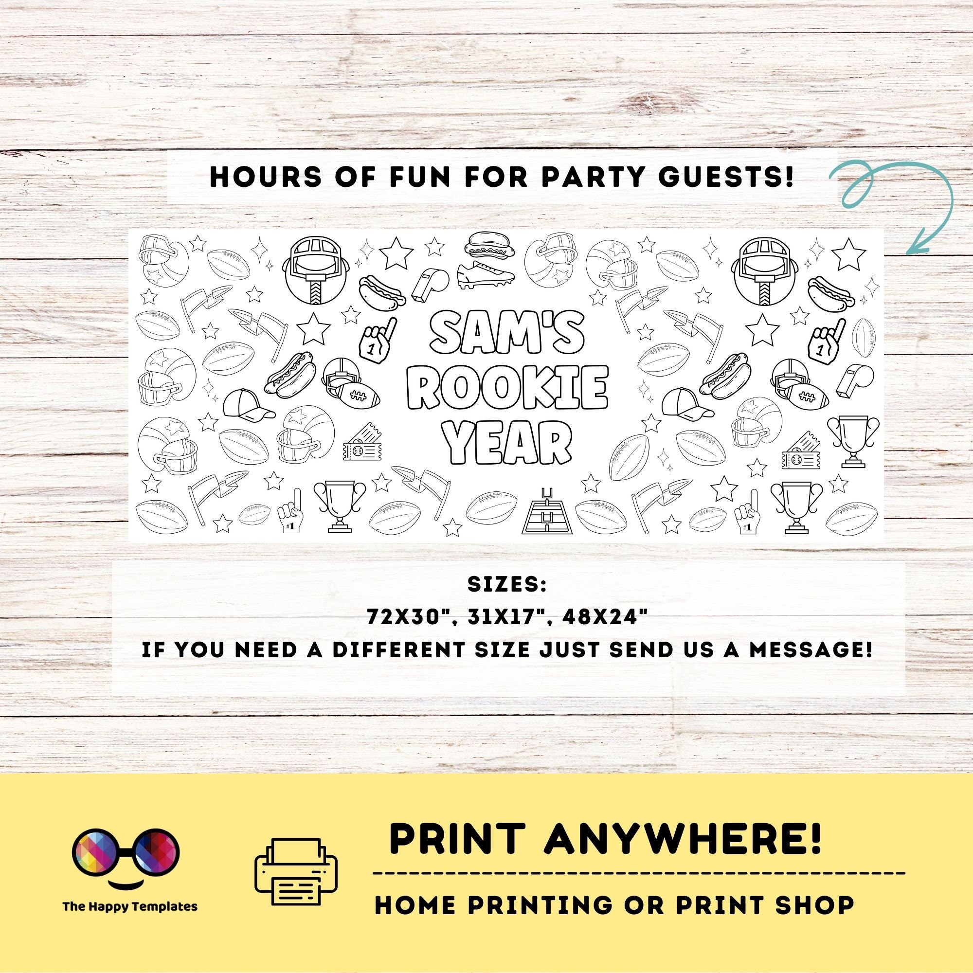 Rookie of the Year Party XL Coloring Table Runner Editable - Etsy