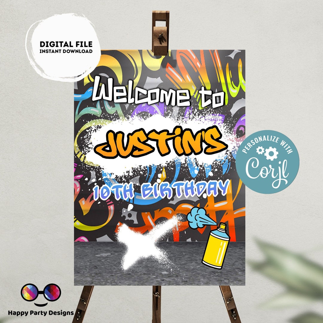 Editable Graffiti Welcome Sign | Digital Graffiti Printable Welcome ...