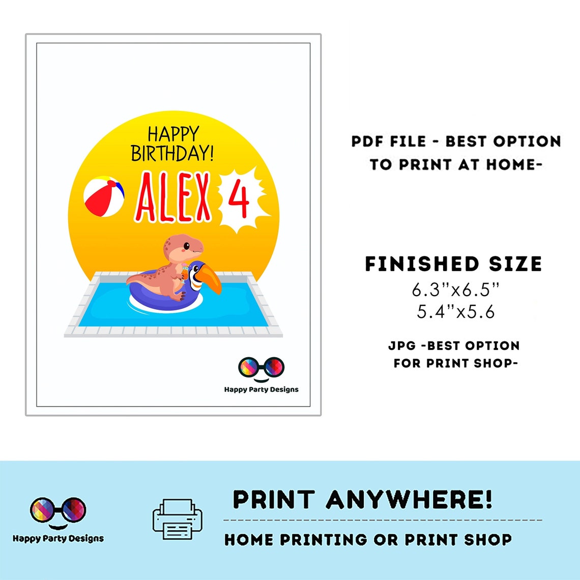 Editable Dinosaur Pool Party Cake Topper Dinosaur Pool Party - Etsy