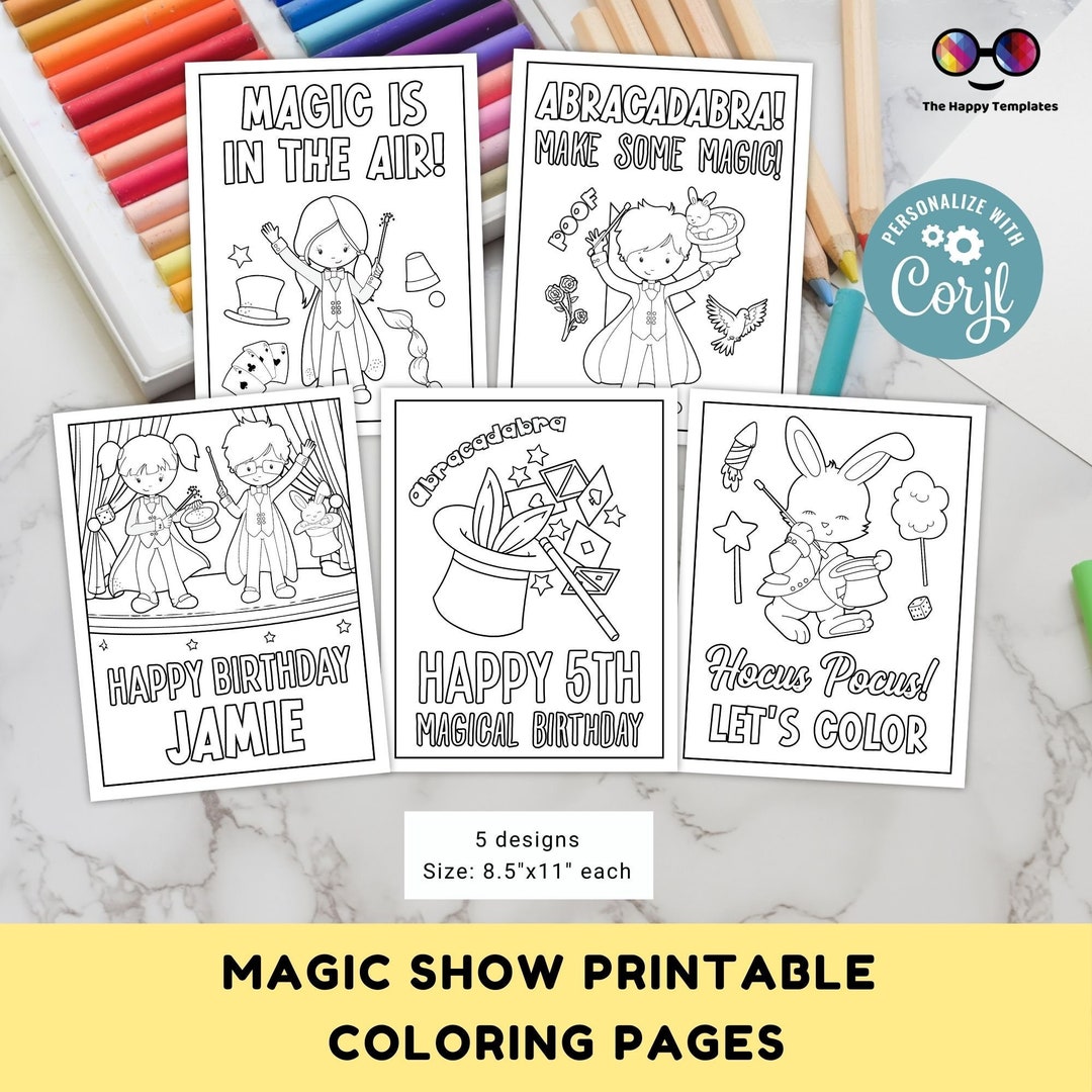 Editable Magician Coloring Pages 5 | Magician Birthday Activity | Text ...