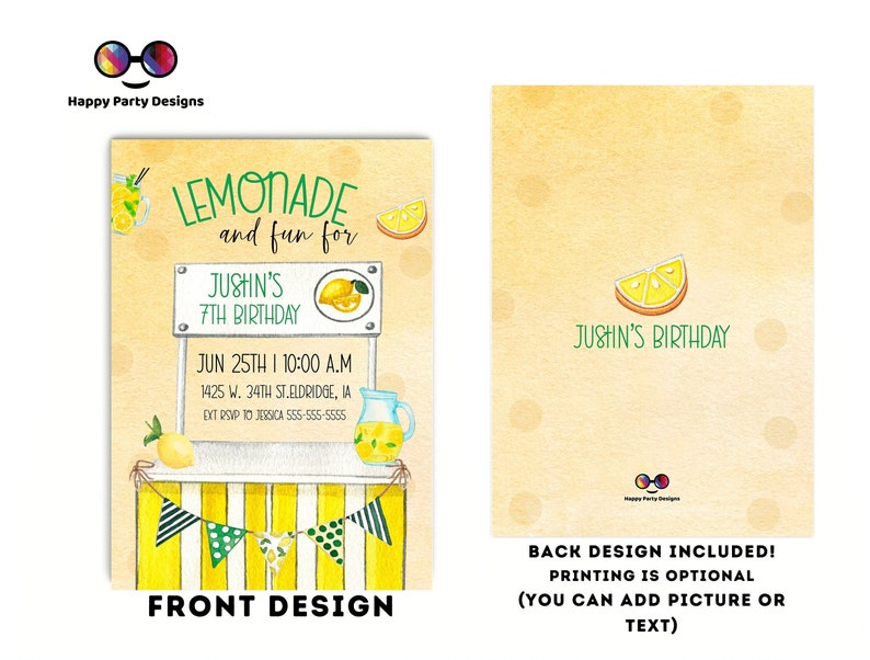 Editable Lemonade Invitation | Lemonade Birthday Invitation | Garden ...
