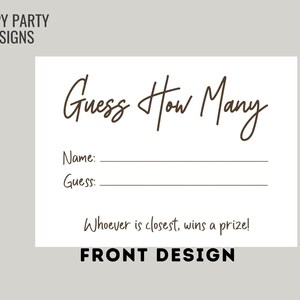 Editable Guessing Game Cards | Printable Guess Cards | Baby Shower ...