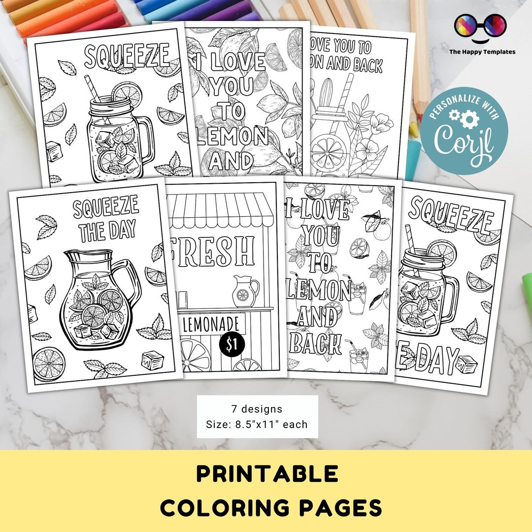 Editable Lemonade Coloring Pages | Found Her Main Squeeze | Lemon Party ...