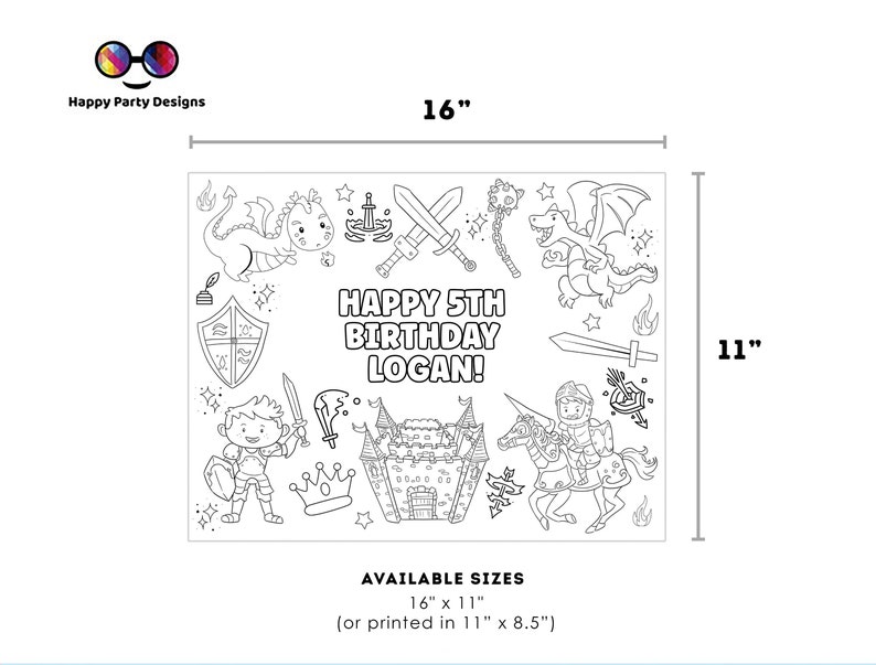 Editable Knights and Dragons Coloring Page Knights and - Etsy