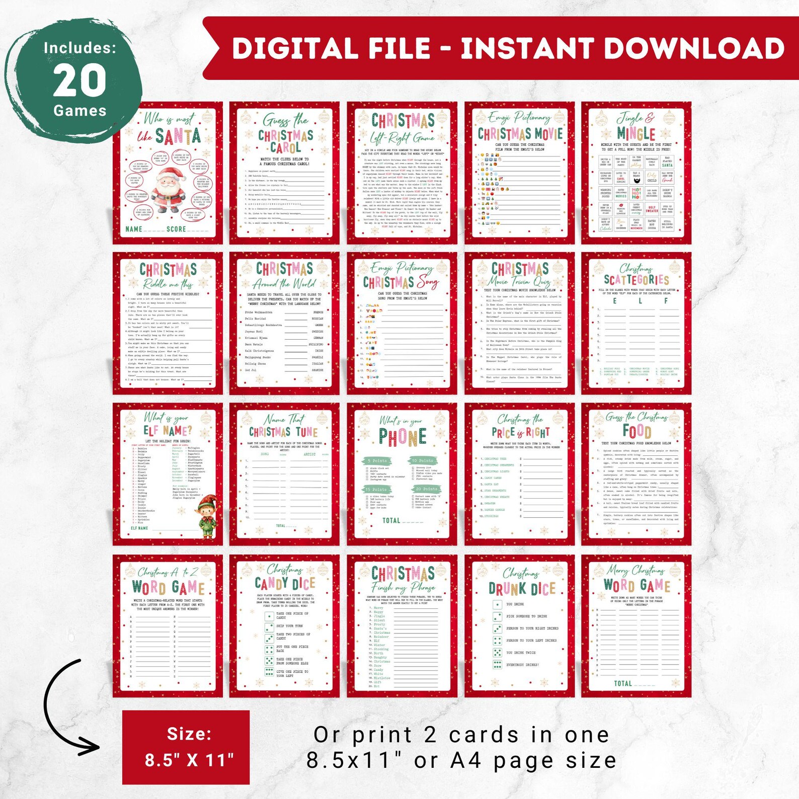 Ultimate Christmas Party Games Bundle | 20 Fun Printable Games ...