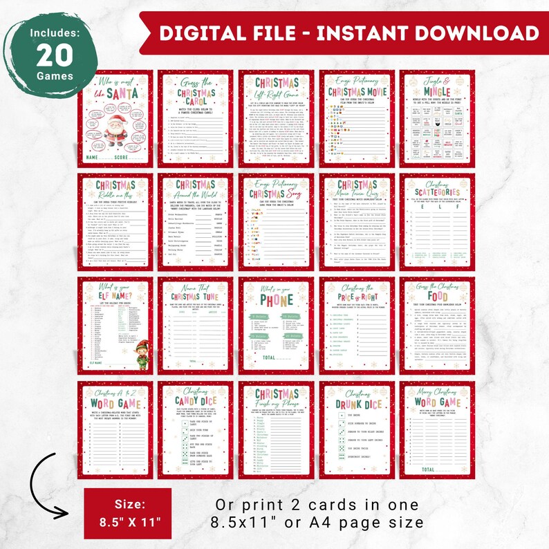 Ultimate Christmas Party Games Bundle | 20 Fun Printable Games ...