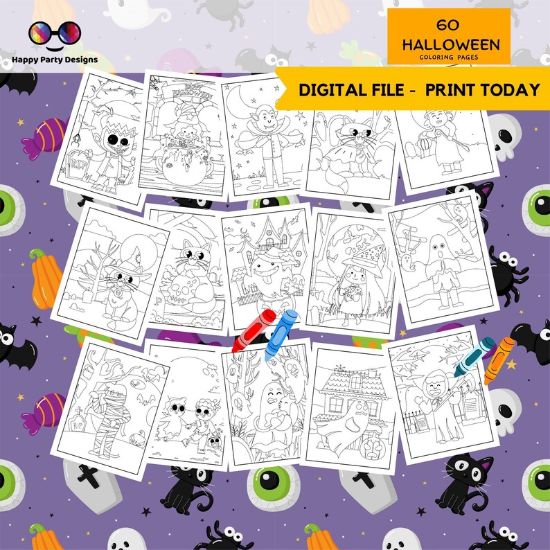 Halloween Coloring Pages for Kids Halloween Monster - Etsy