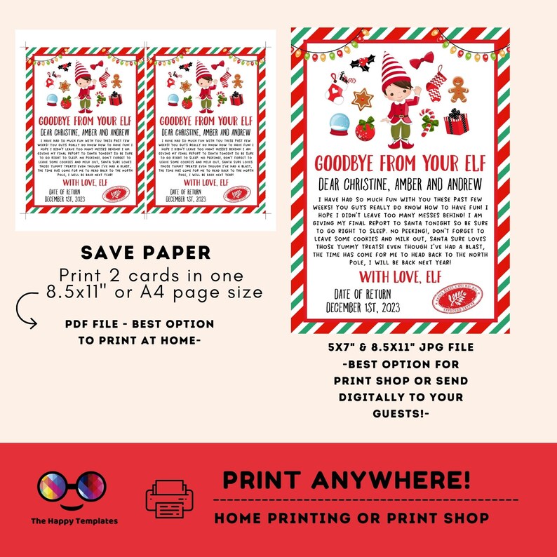 Editable Elf Goodbye Letter | Goodbye Letter Christmas| Elf Christmas ...