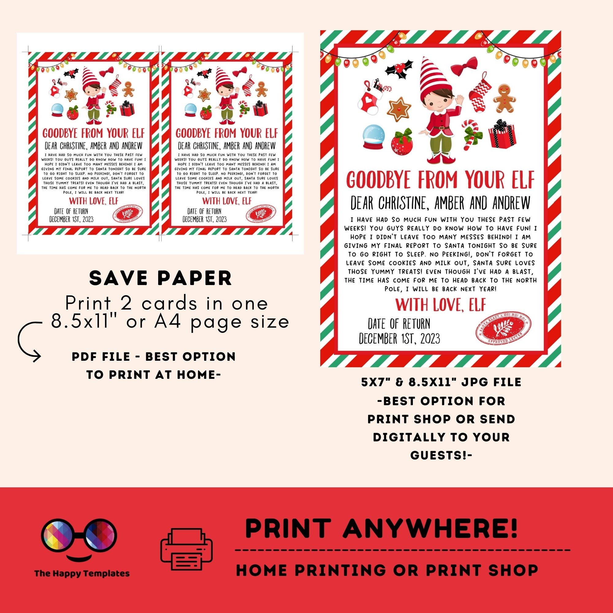 Editable Elf Goodbye Letter | Goodbye Letter Christmas| Elf Christmas ...