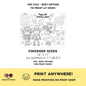 Editable Rodeo Birthday Activities Coloring Page | Wild West Cowgirl ...