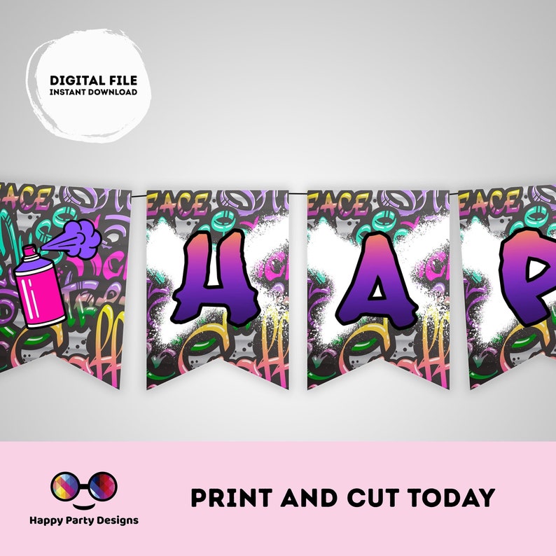 Happy Birthday Graffiti Banner | Graffiti Party | Birthday Banner ...