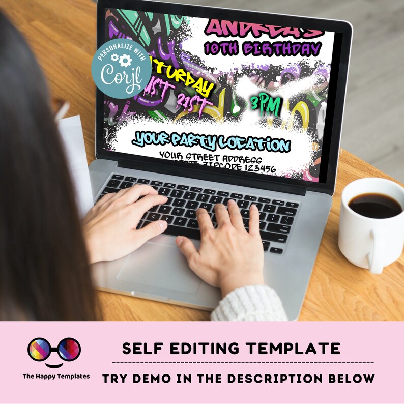 Editable Graffiti Invitation | Digital Graffiti Printable Invite ...