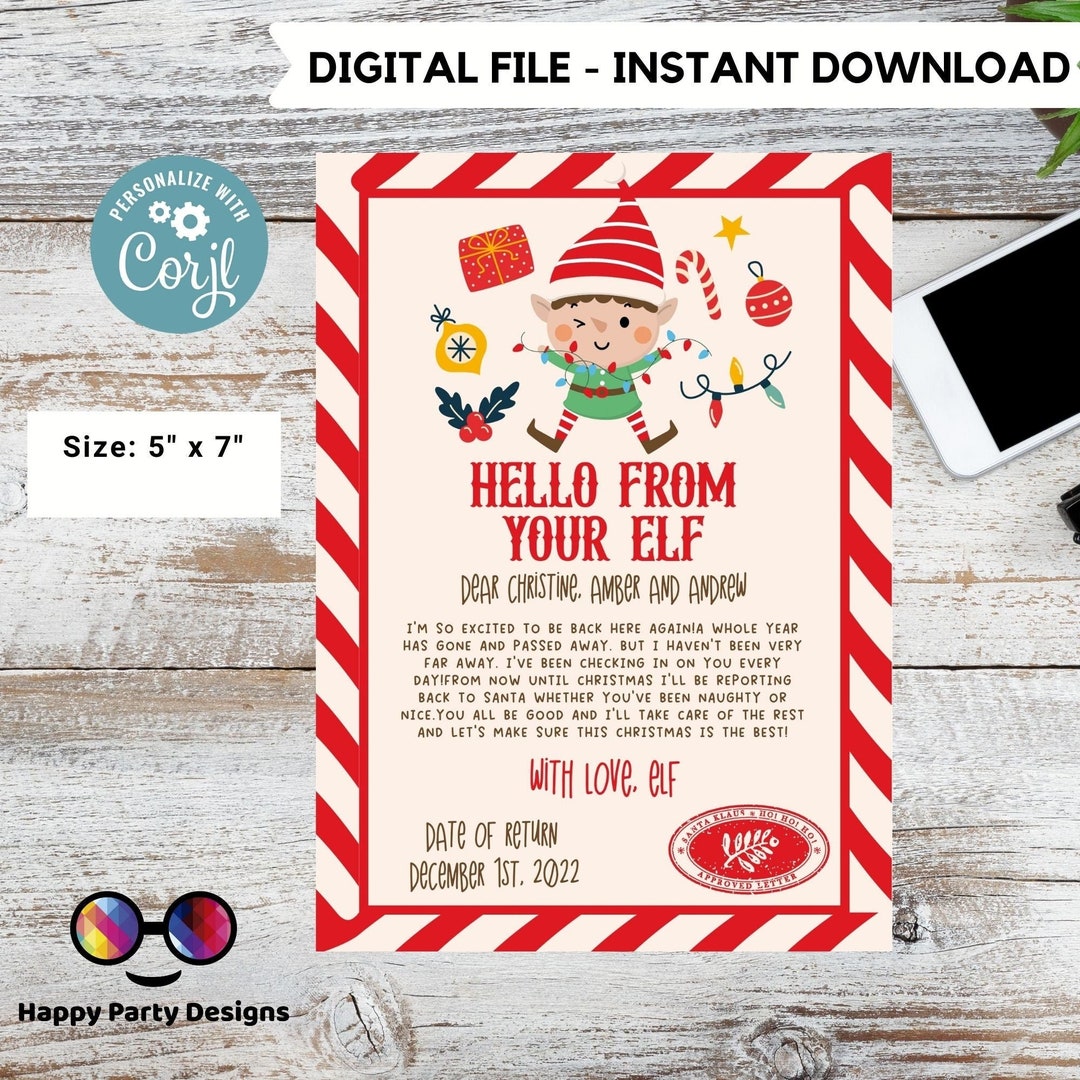 Editable Elf Hello Letter | Hello Letter Christmas| Elf Christmas ...