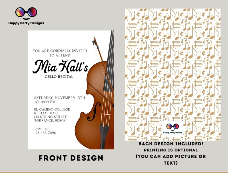 EDITABLE Cello Recital Invitation Template Orchestra Concert - Etsy