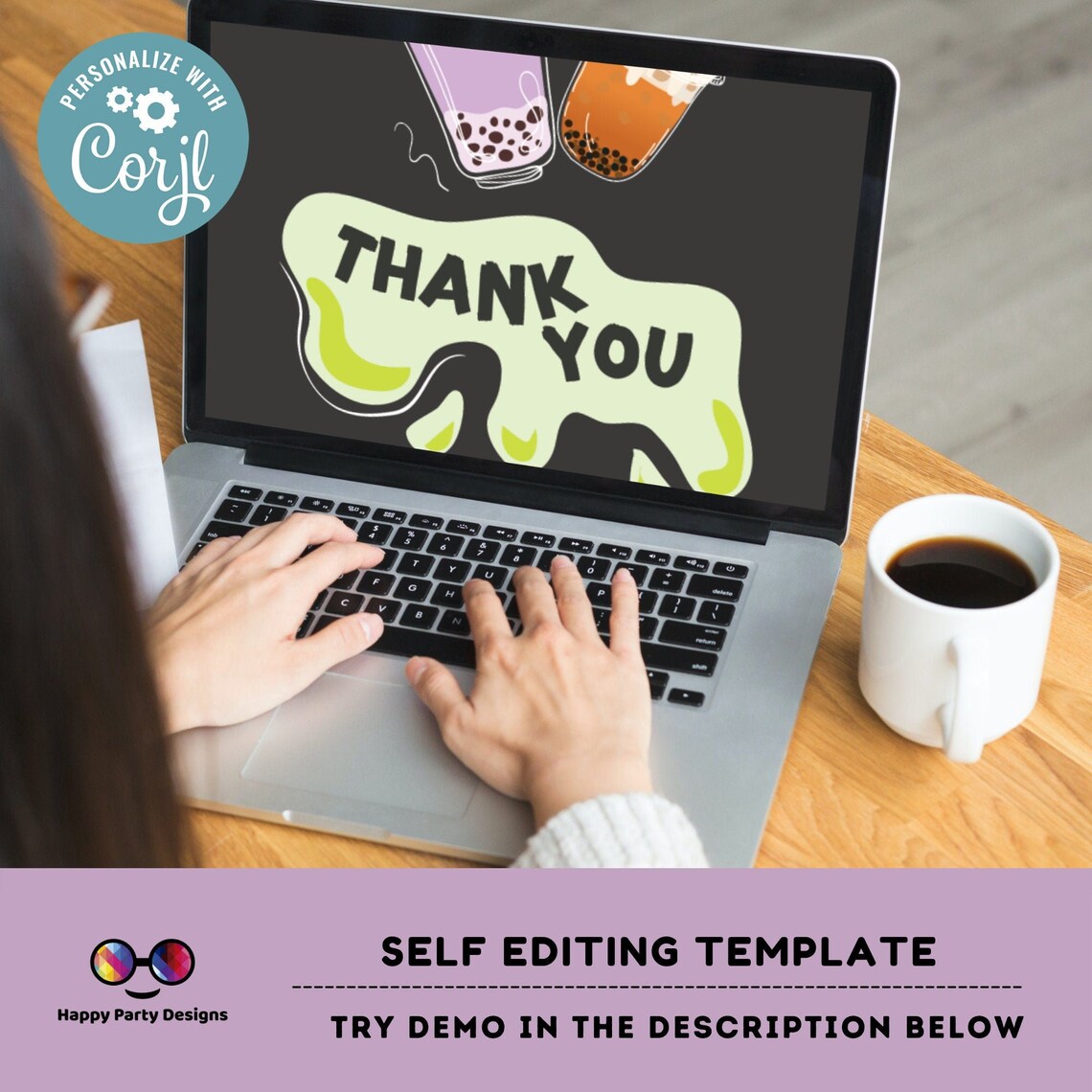 Editable Boba Tea Thank You Tag Digital Tea Party Printable - Etsy Canada