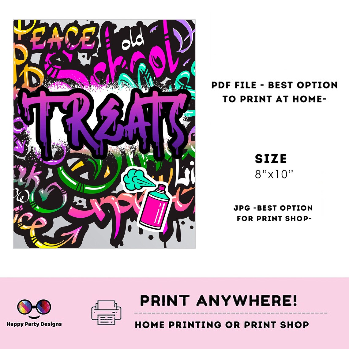 Editable Graffiti Sign Digital Graffiti Printable Buffet - Etsy