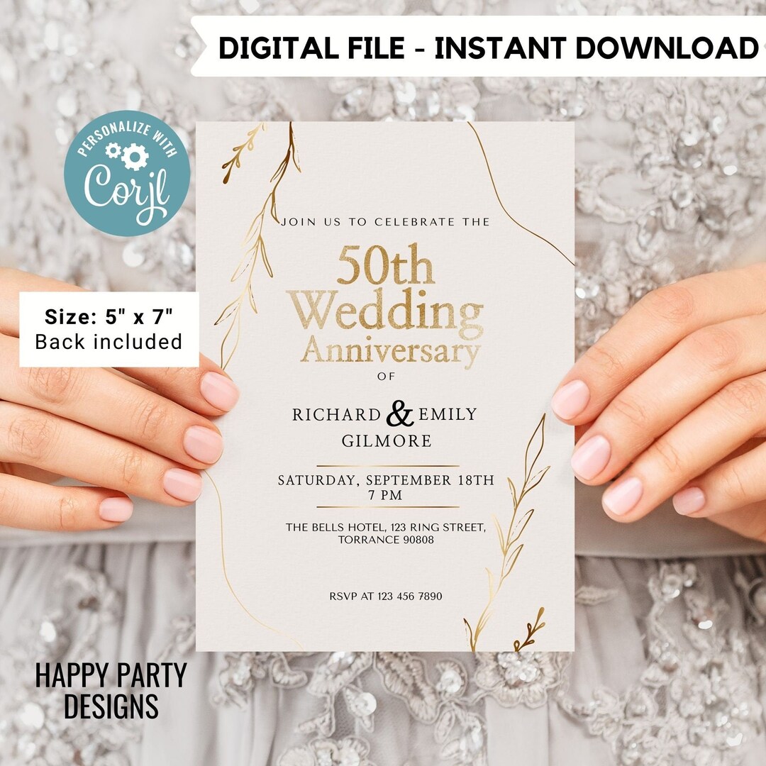 50th Golden Wedding Anniversary | Surprise Birthday Party Invites ...
