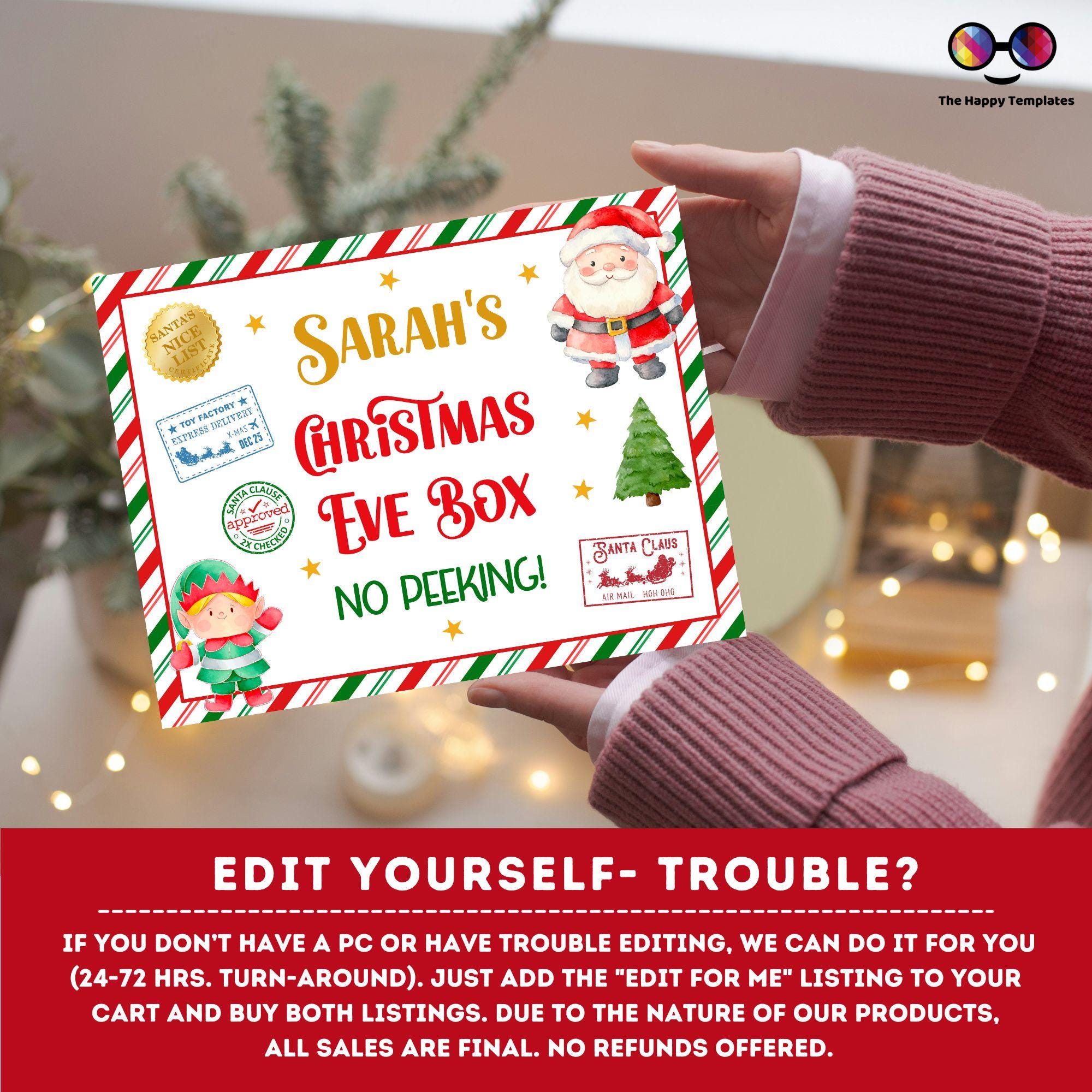 EDITABLE Christmas Eve Box Label | Christmas Eve | Box Sign | Special ...