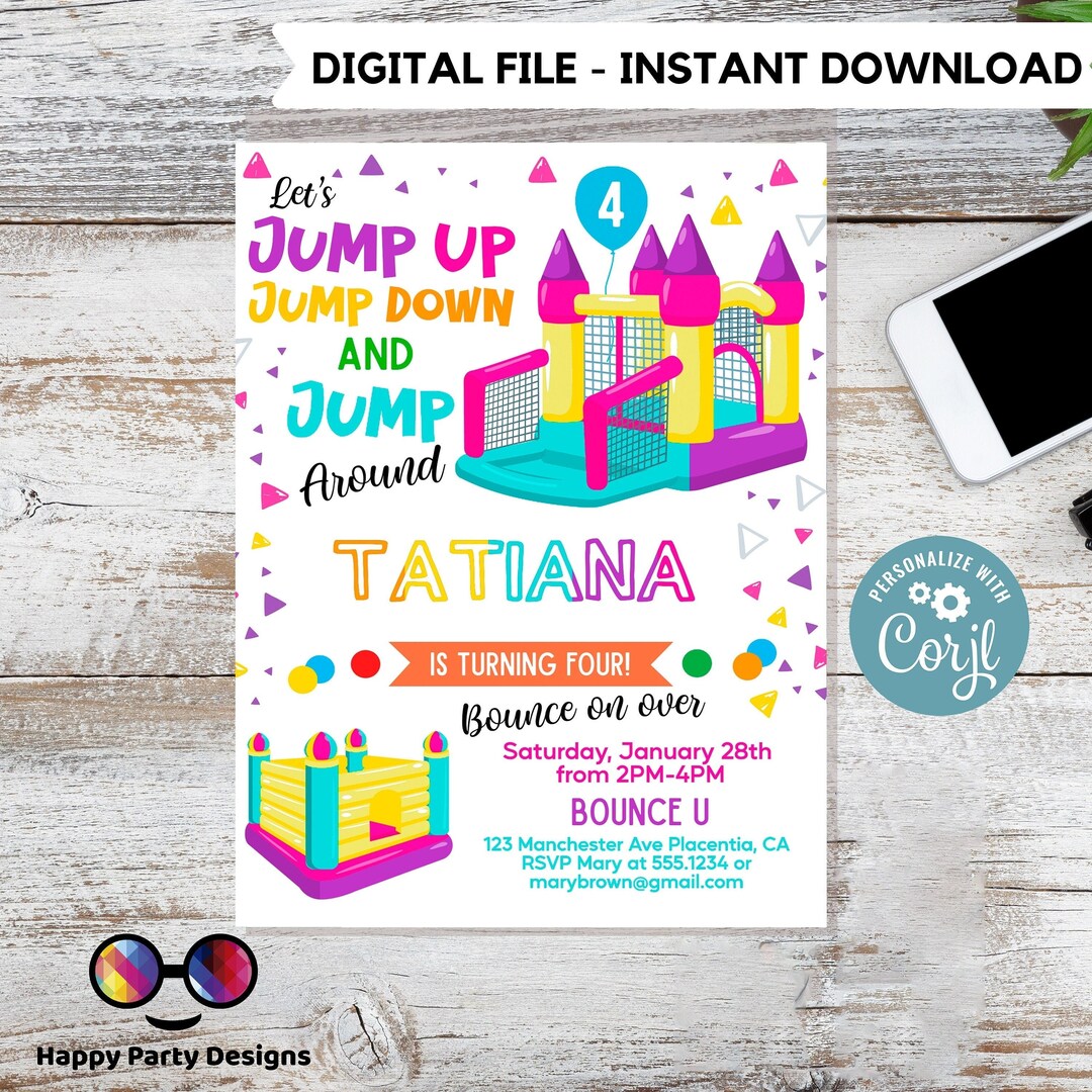 Editable Bounce House Invitation | Digital Bounce House Invite ...