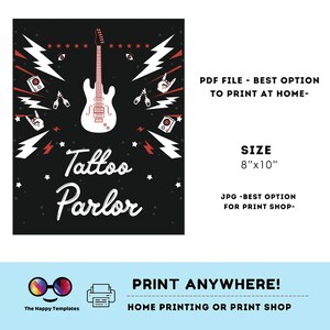 Editable Rock 'n Roll Birthday Signs (3) | Rock Star Party | Boy ...