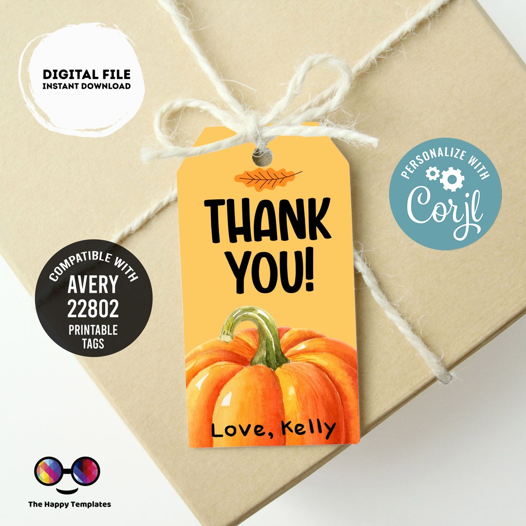 Editable Pumpkin Favor Tags | Pumpkin Thank You Tags | Thanksgiving Tag ...