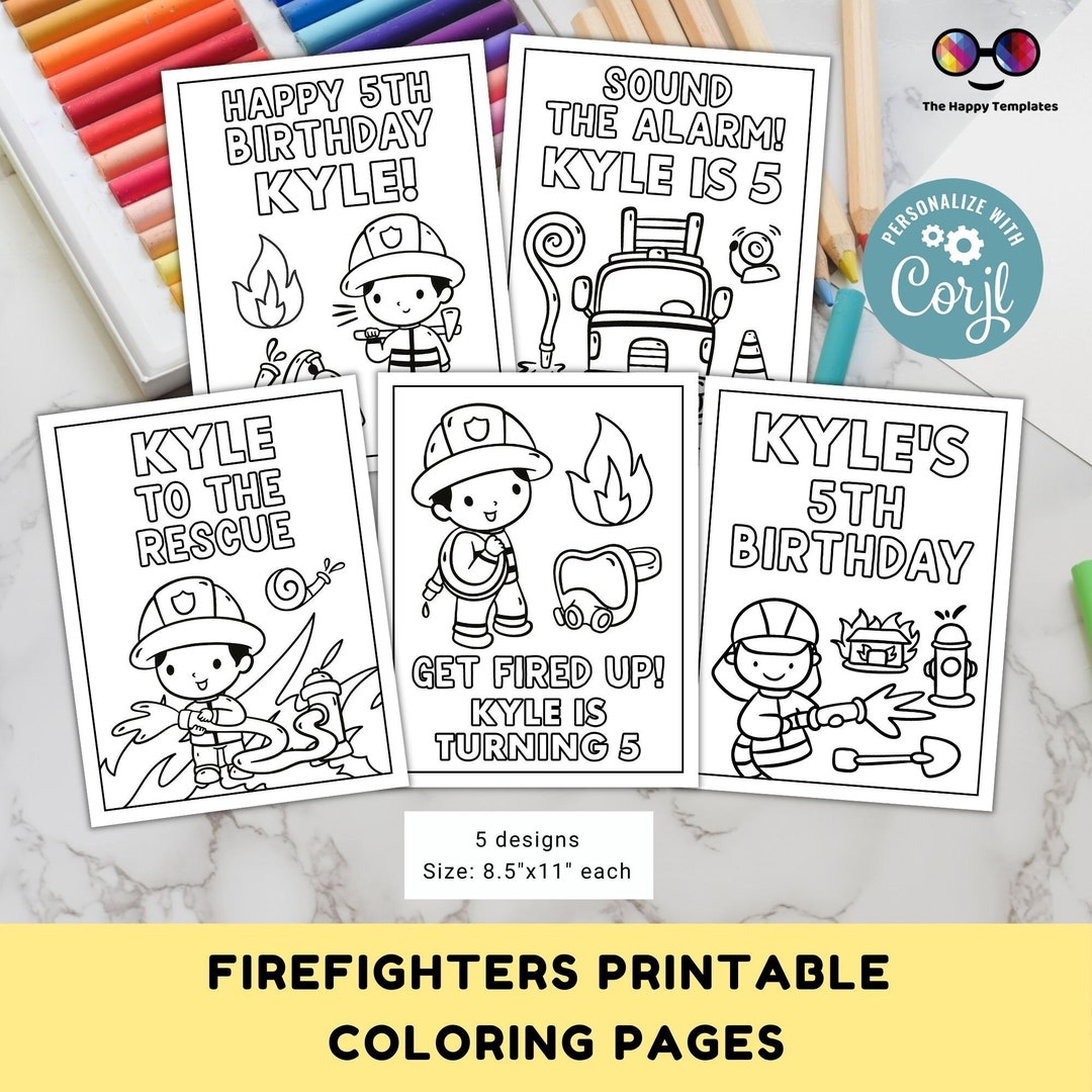 Editable Firefighters Coloring Pages 5 | Firefighters Birthday Activity ...