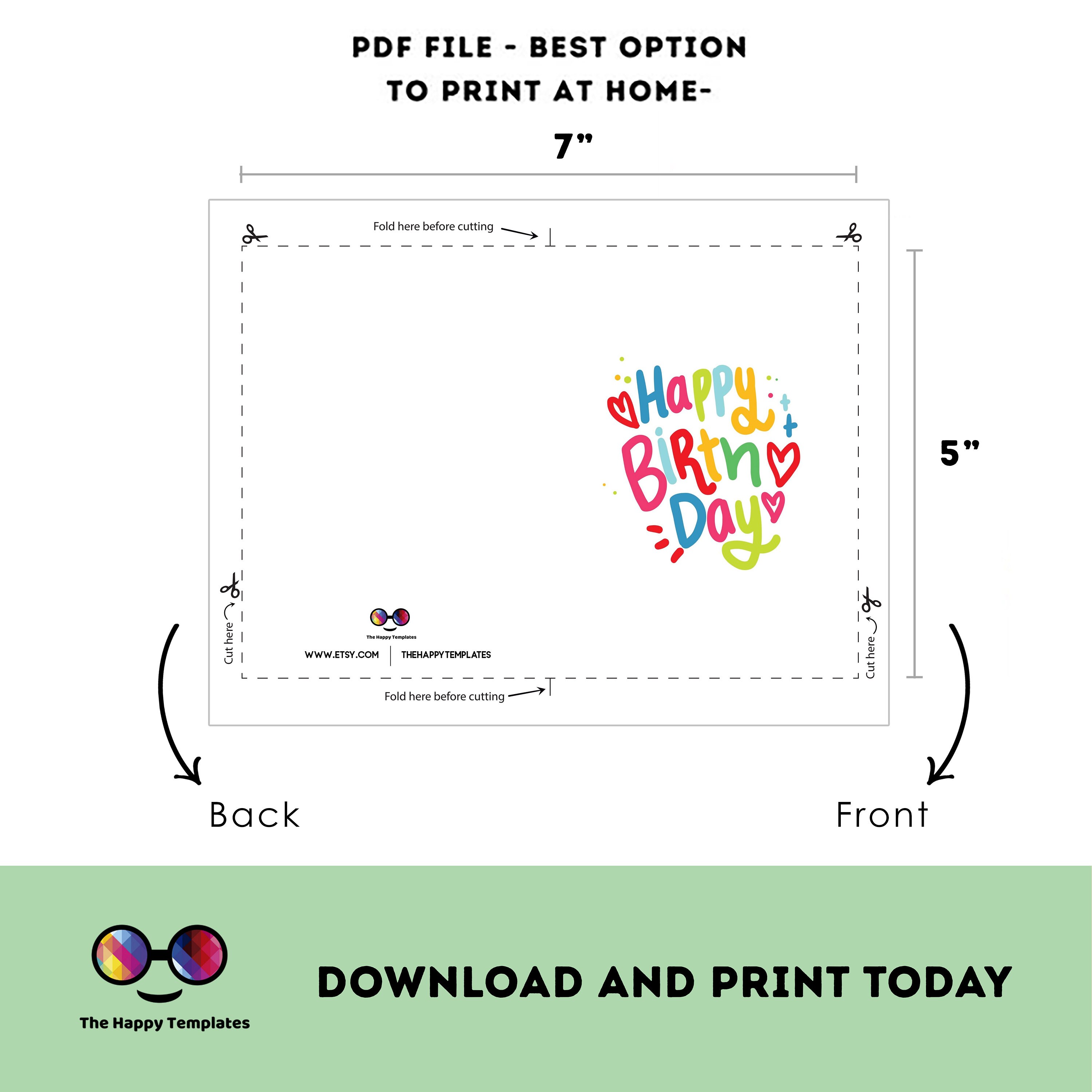 Printable Happy Birthday Card Birthday Greeting Card Happy - Etsy