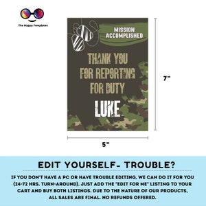 Kids Editable Army Birthday Thank You Card | Printable Birthday Army ...