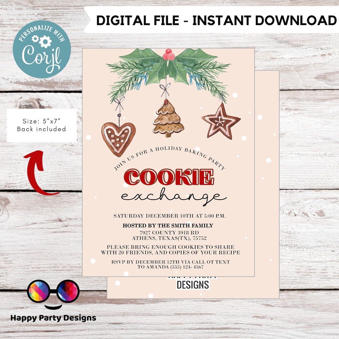 Editable Cookie Exchange Party Invitation | Christmas Party Printable ...