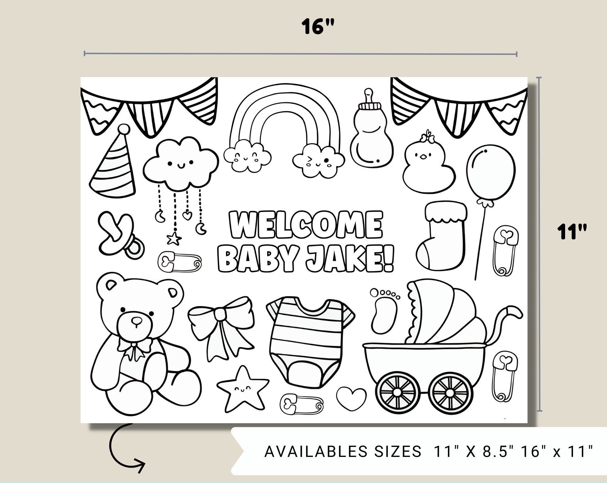 Editable Baby Shower Coloring Page Placemat Coloring Page - Etsy Australia