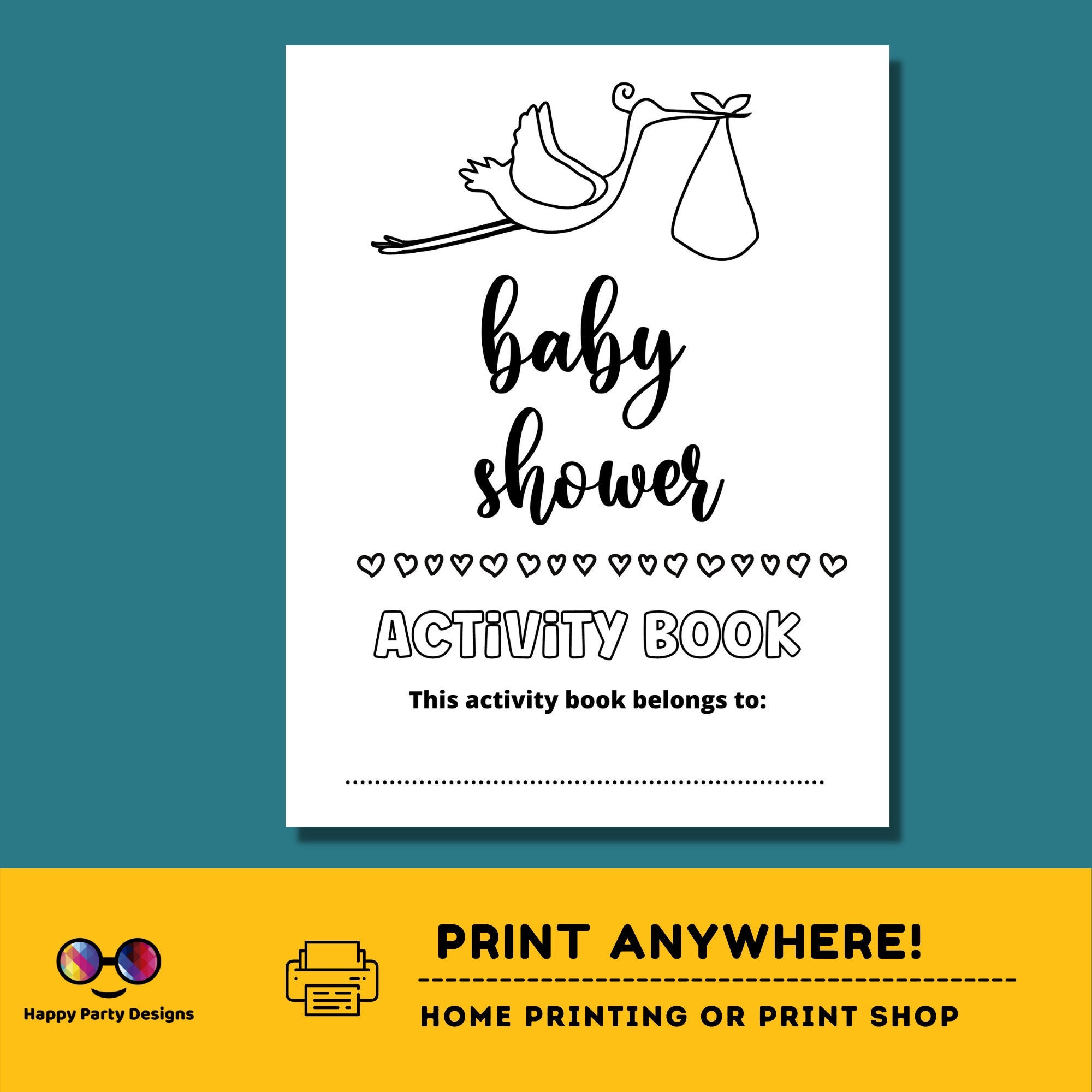 Baby Shower Kids Activity Book Instant Download Coloring - Etsy