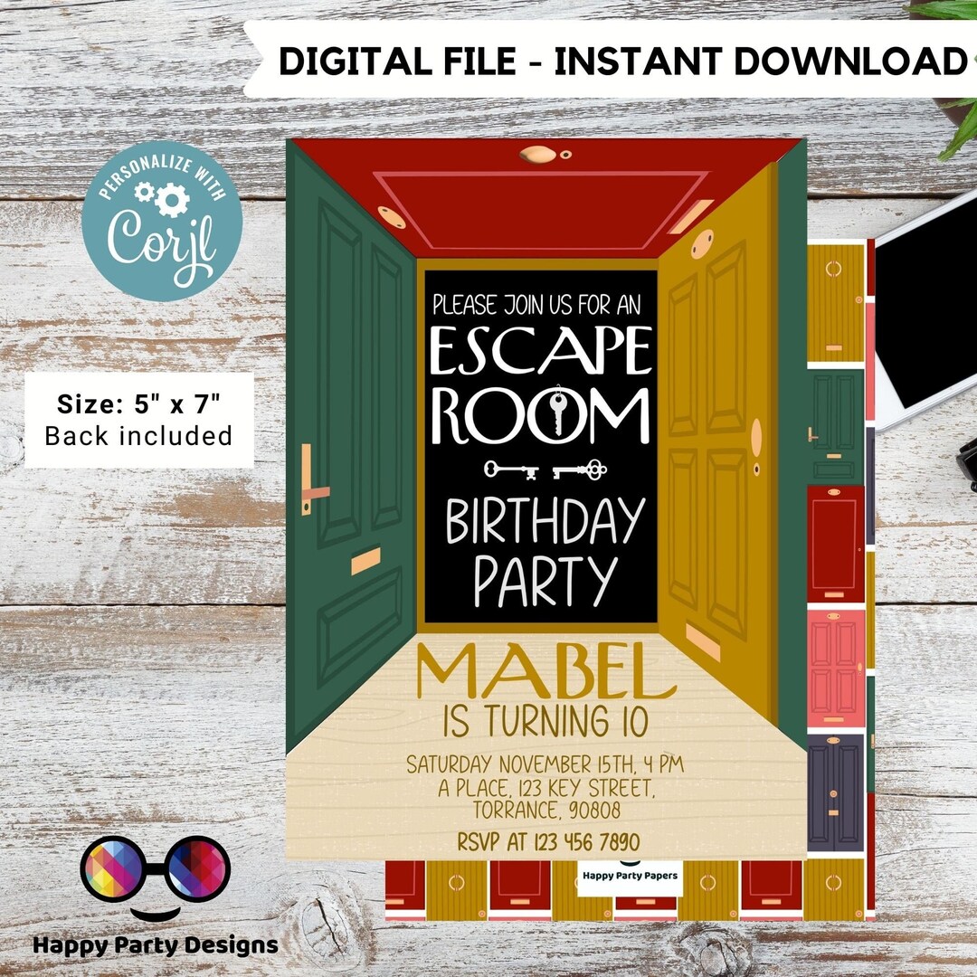 Editable Escape Room Birthday Template | Printable Birthday Escape Room ...