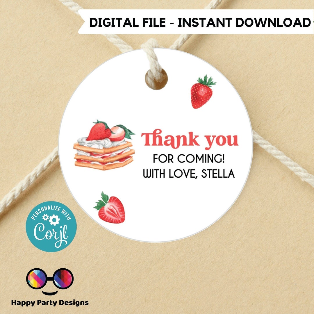 Editable Waffle Strawberries Thank You Template | Wedding Welcome Bag ...