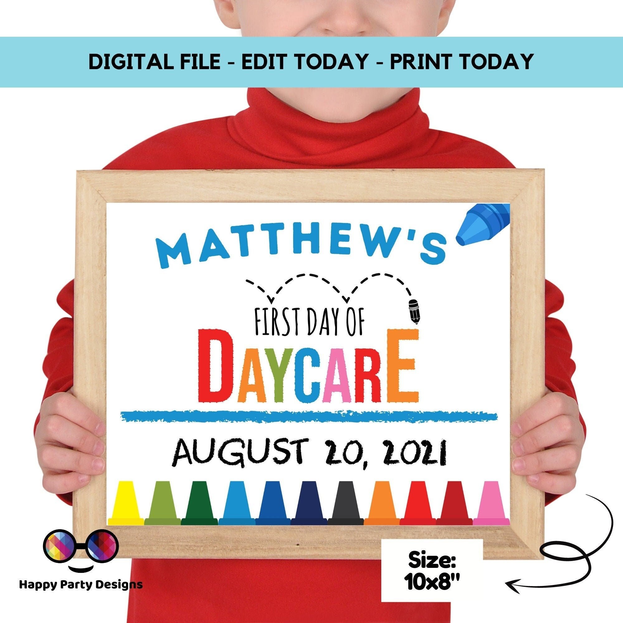 Editable First Day of Daycare Sign | Daycare Sign | 1st Day of Daycare ...