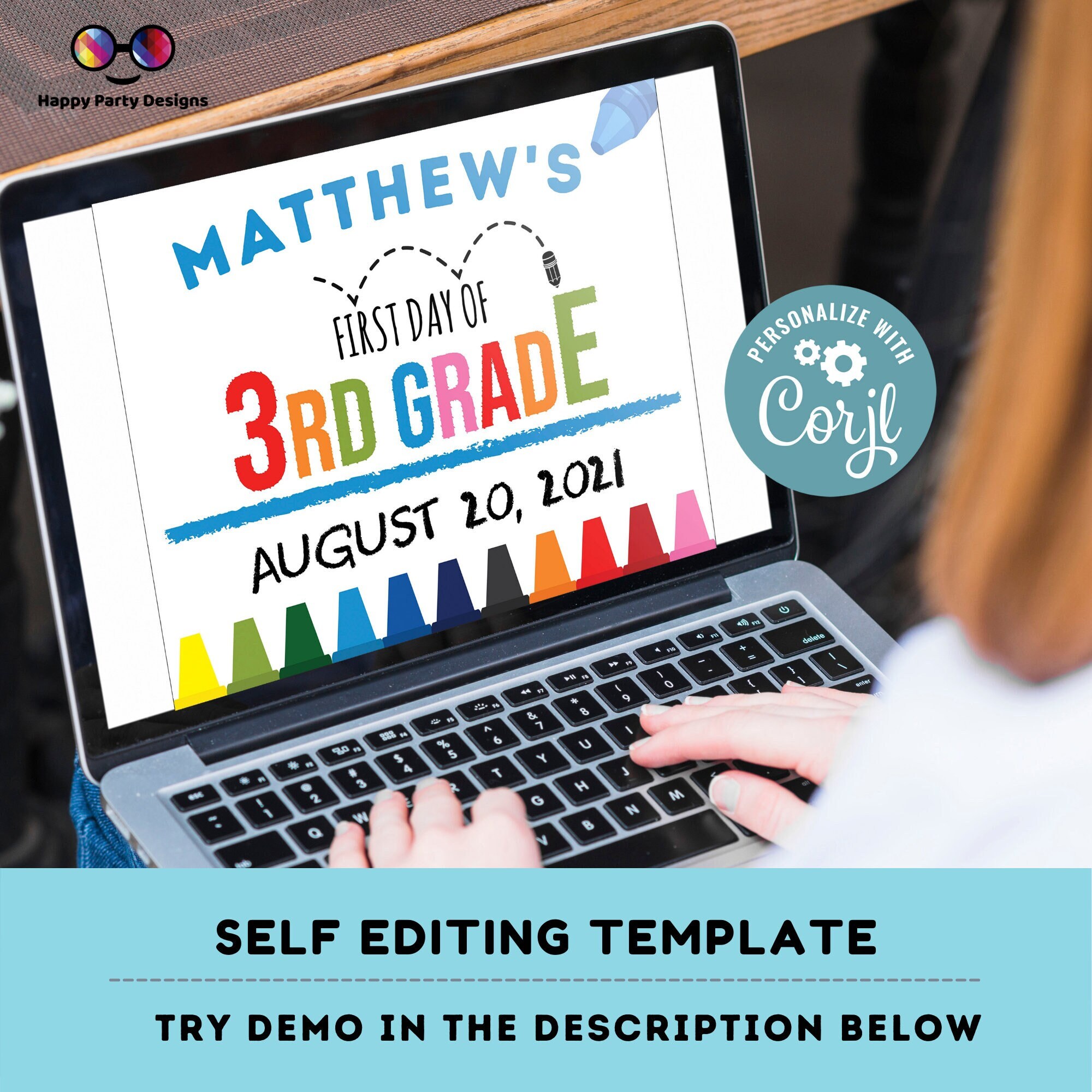 Editable First Day of 3rd Grade Third Grade Sign 1st Day - Etsy