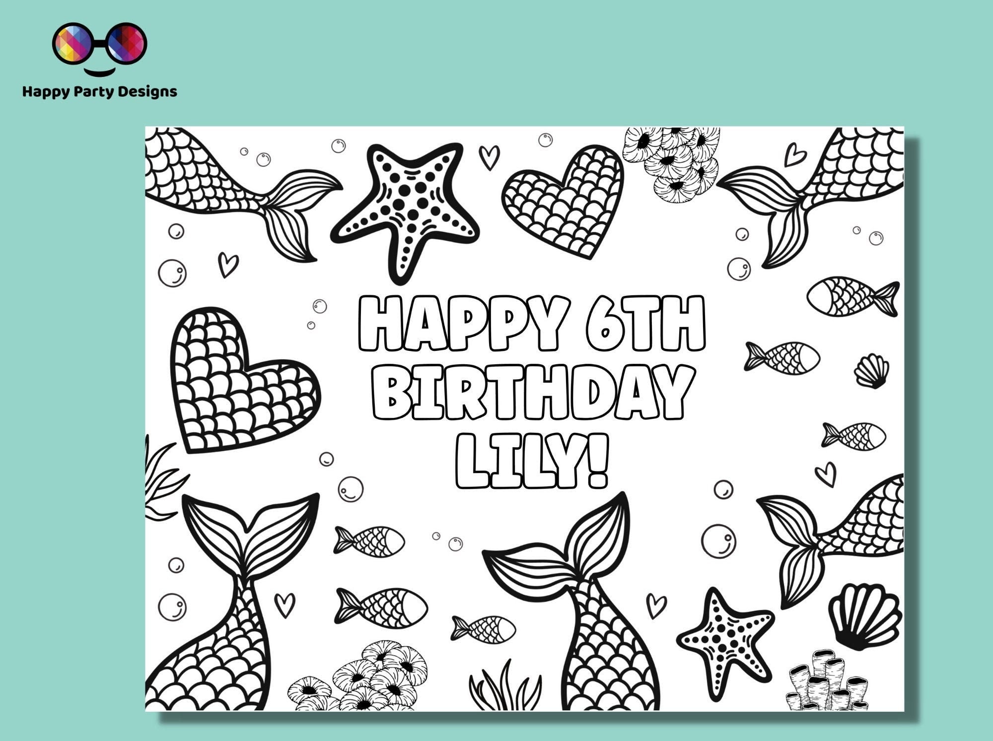 Editable Mermaids Coloring Page Mermaid Placemat Any Age - Etsy Australia