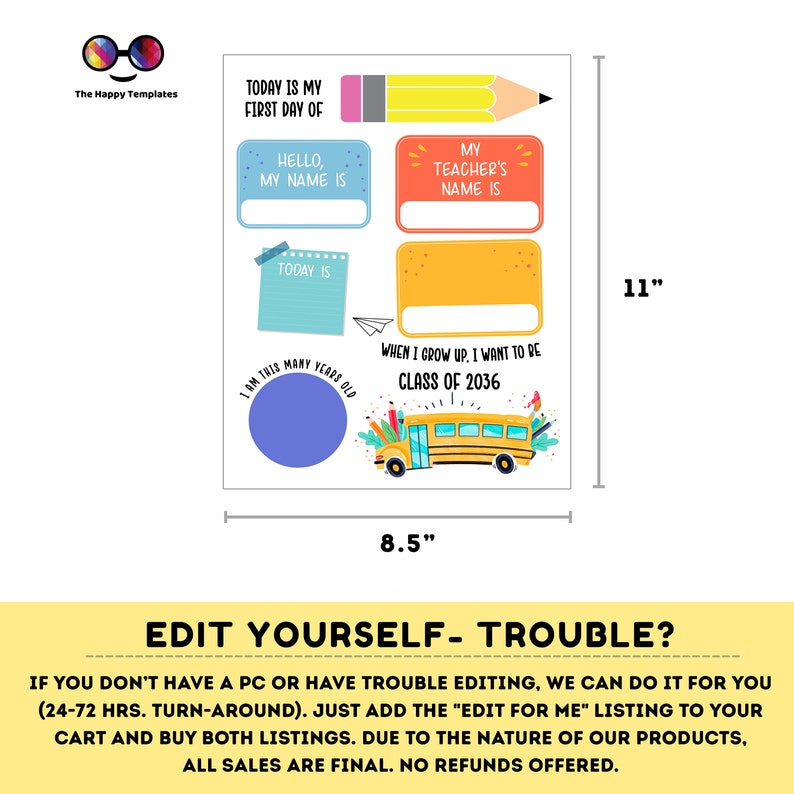 Editable My First Day of School Poster | First Day of School Sign ...