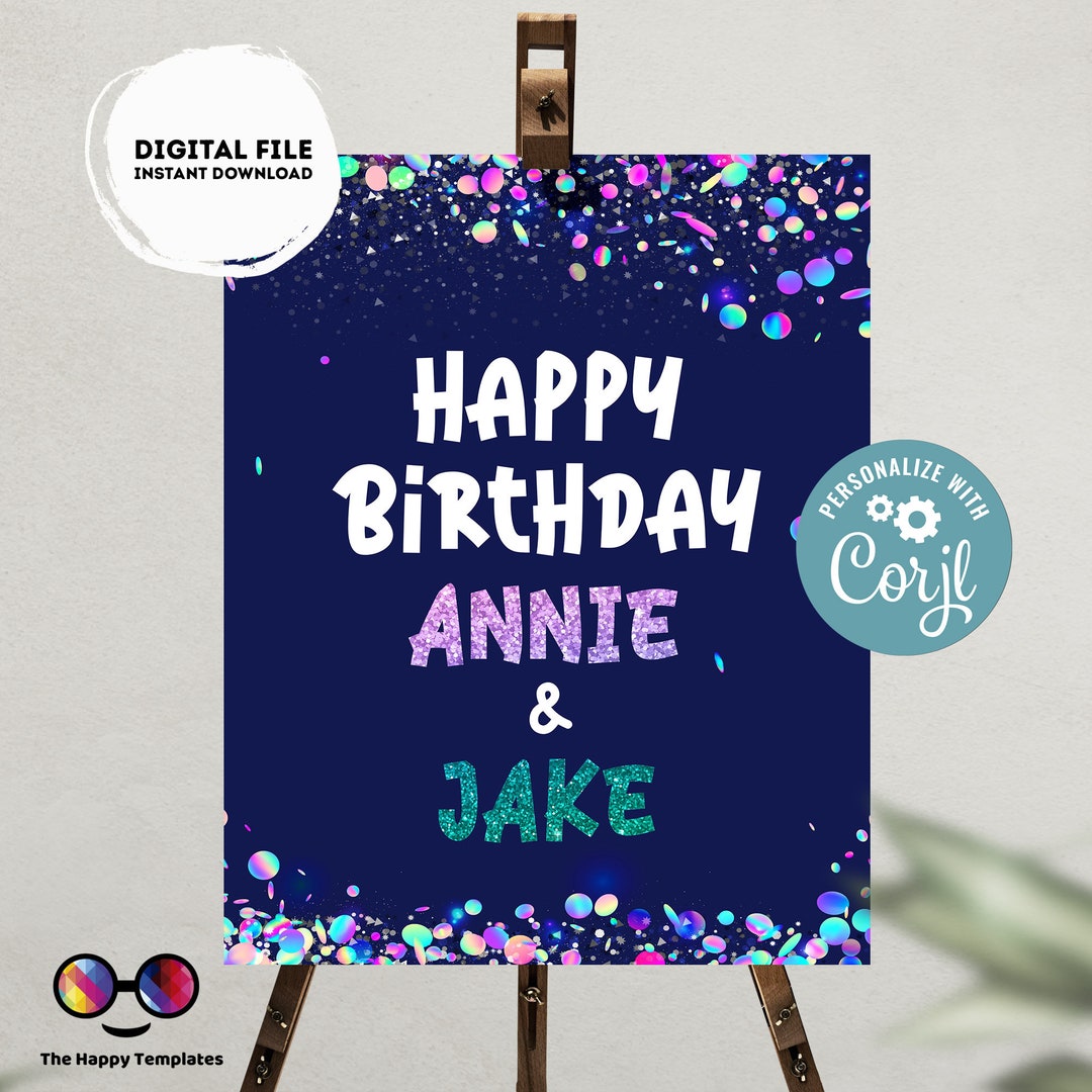 Editable Welcome Sign | Glitter Party Welcome Sign | Girl Birthday ...