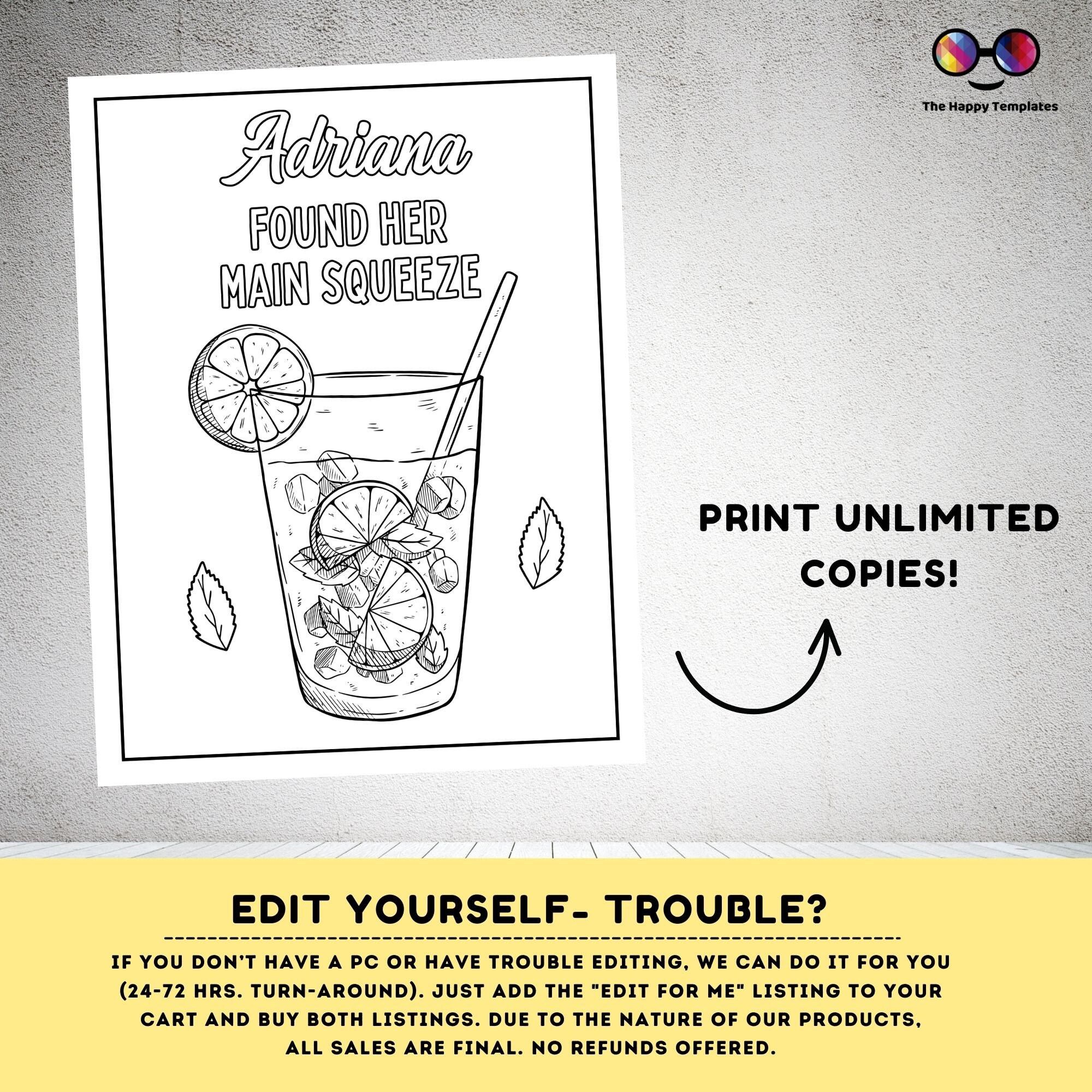 Editable Lemonade Coloring Pages | Found Her Main Squeeze | Lemon Party ...