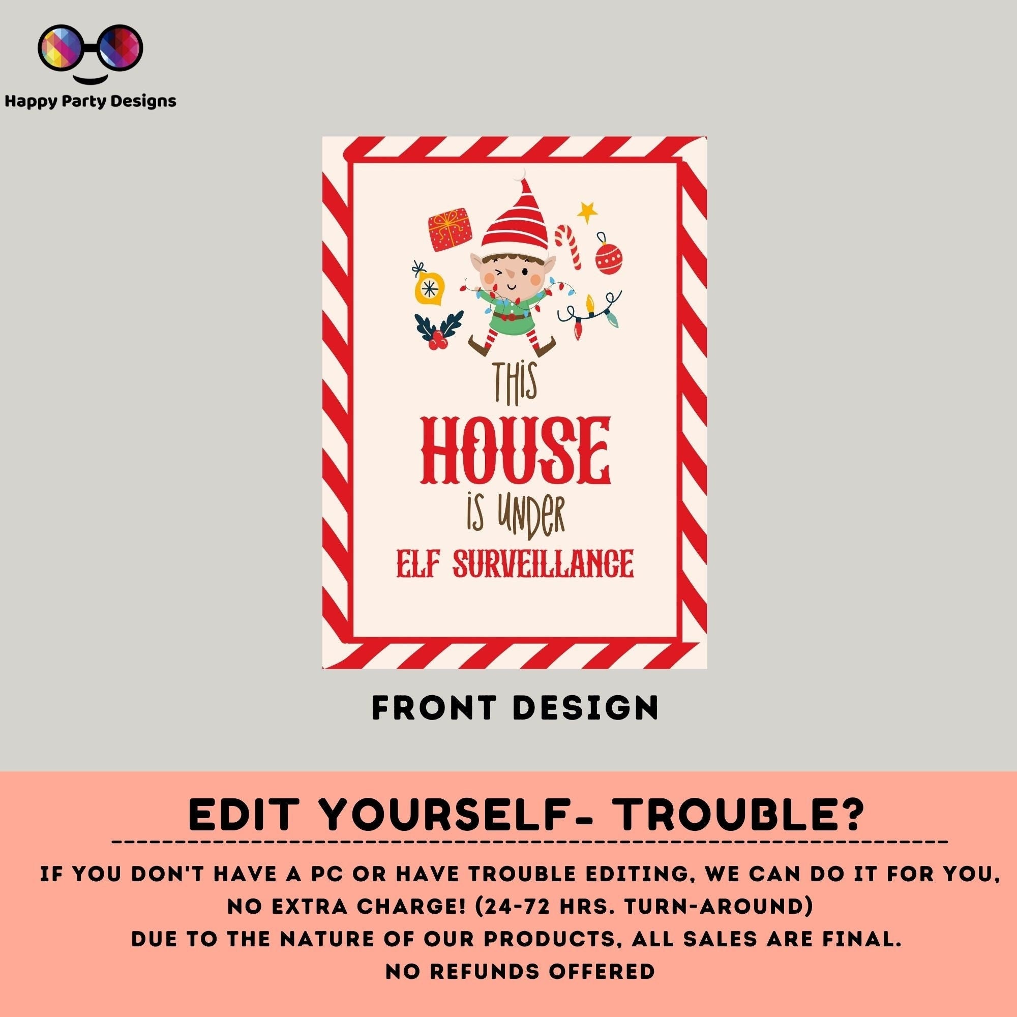 Editable Elf Surveillance Sign Printable This House is Under - Etsy