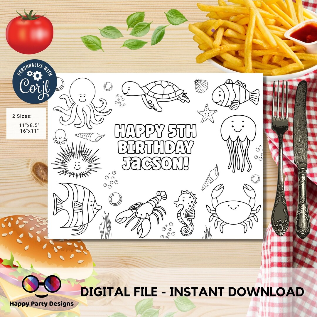 Editable Under the Sea Coloring Page | Placemat Coloring Page | Any Age ...