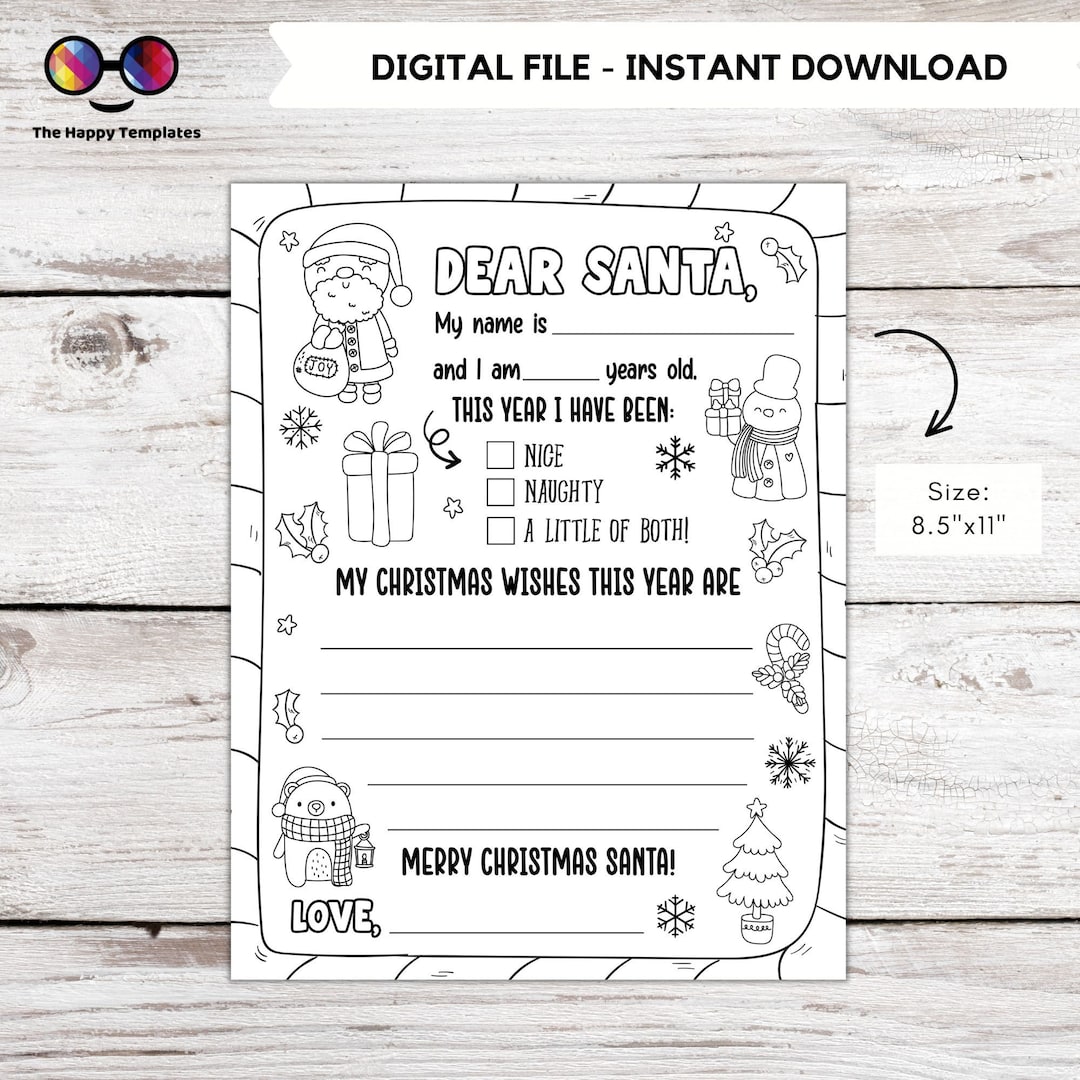 Santa Letter Coloring Page Letter to Santa Coloring Page Christmas ...