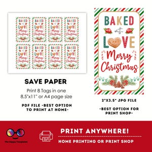 Baked With Love Tag | Christmas Printable Thank You Tag | Holiday ...