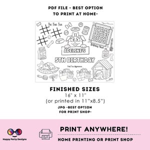 Editable Cute Dog Coloring Activity Page | Puppy Party | Dog Party ...
