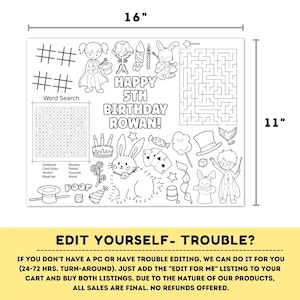Editable Magic Show Activity Coloring Page | Games | Placemat Coloring ...